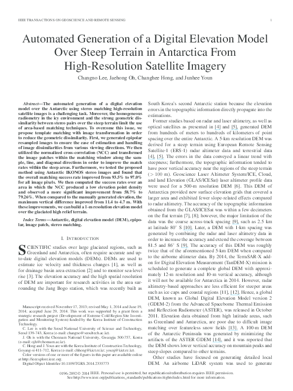 (PDF) Automated Generation of a Digital Elevation Model Over Steep ...