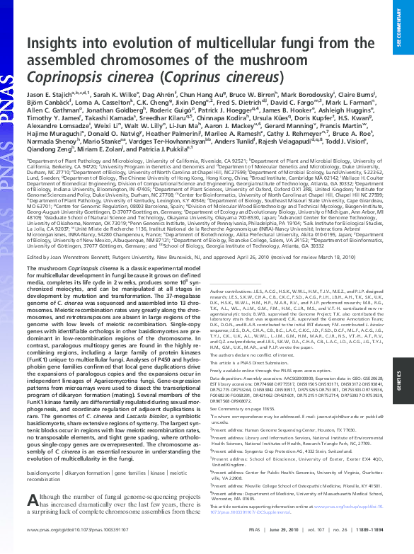 (PDF) Insights into evolution of multicellular fungi from the assembled ...