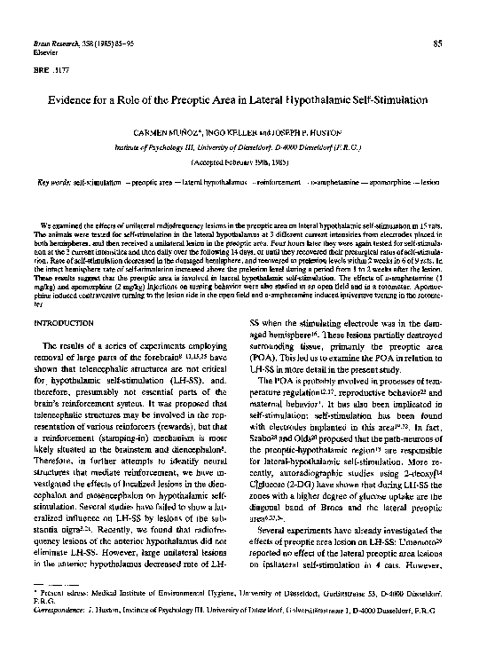 (PDF) Evidence for a role of the preoptic area in lateral hypothalamic ...