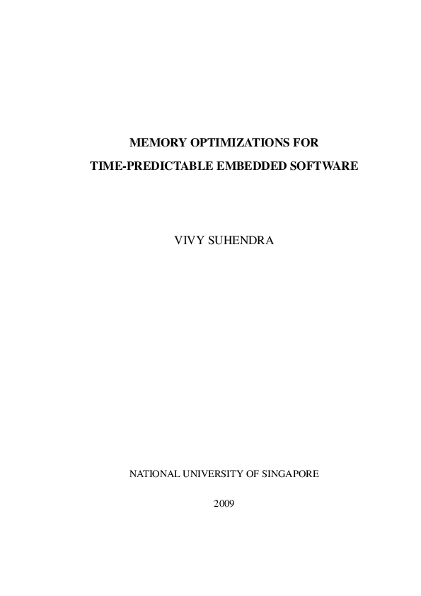 (PDF) MEMORY OPTIMIZATIONS FOR TIME-PREDICTABLE EMBEDDED SOFTWARE