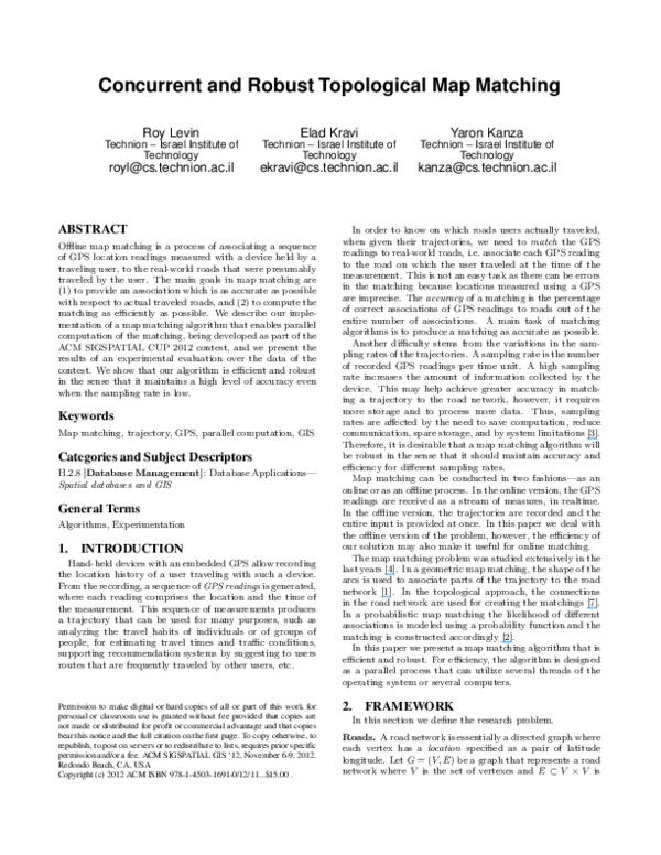 (PDF) Concurrent and robust topological map matching