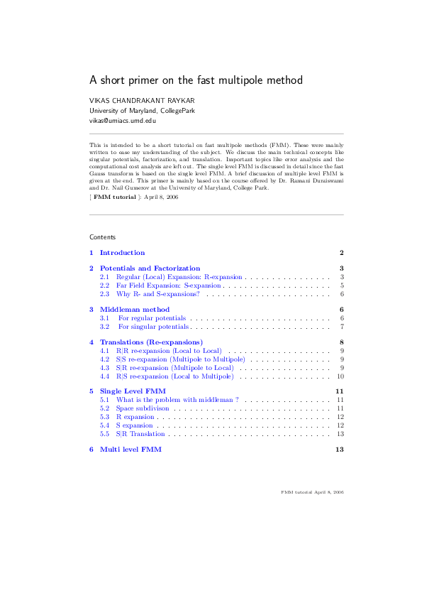 (PDF) Understanding Fast Multipole Method Basics