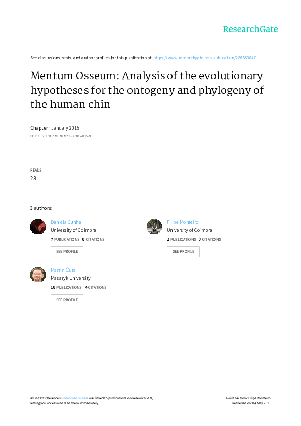 (PDF) Mentum osseum: Analysis of the evolutionary hypotheses for the ...