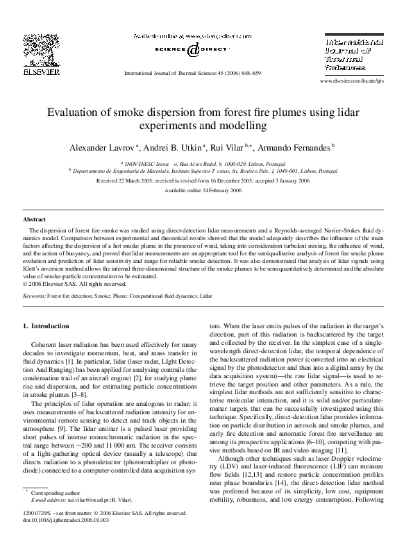 (PDF) Evaluation of smoke dispersion from forest fire plumes using ...