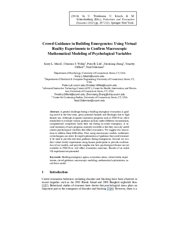 (PDF) Crowd Guidance in Building Emergencies: Using Virtual Reality Experiments to Confirm ...