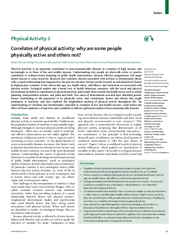(PDF) Correlates of physical activity: why are some people physically ...