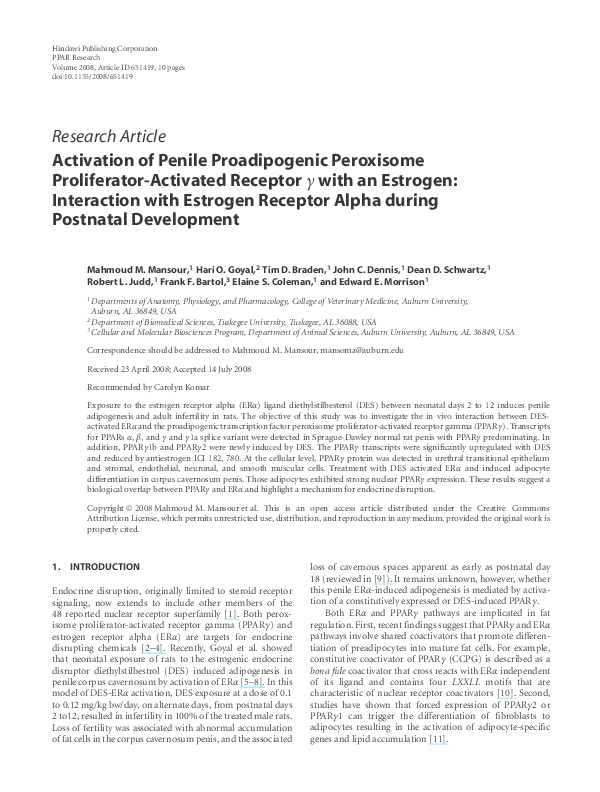 (PDF) Activation of Penile Proadipogenic Peroxisome Proliferator ...