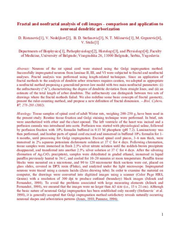 (PDF) Fractal and nonfractal analysis of cell images: comparison and ...