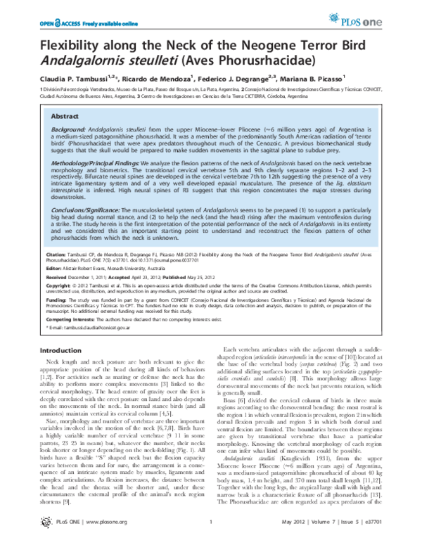 (PDF) Flexibility along the neck of the neogene terror bird ...