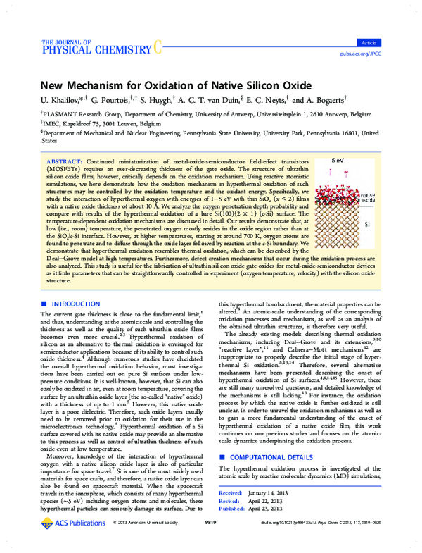 (PDF) New Mechanism for Oxidation of Native Silicon Oxide