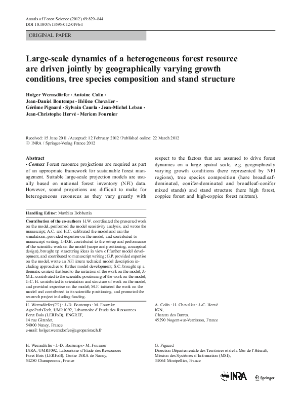 (PDF) Large-scale dynamics of a heterogeneous forest resource are ...