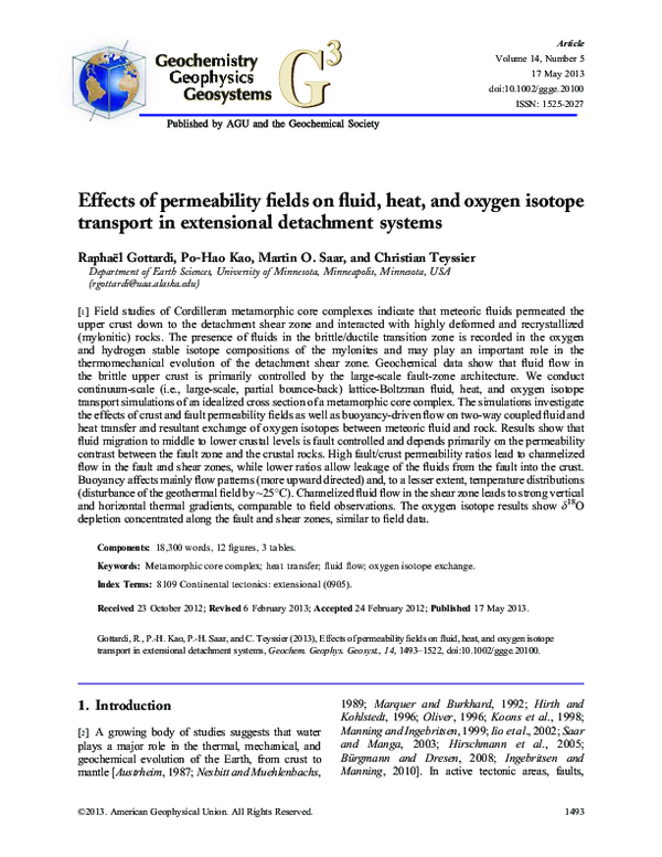 (PDF) Effects of permeability fields on fluid, heat, and oxygen isotope ...