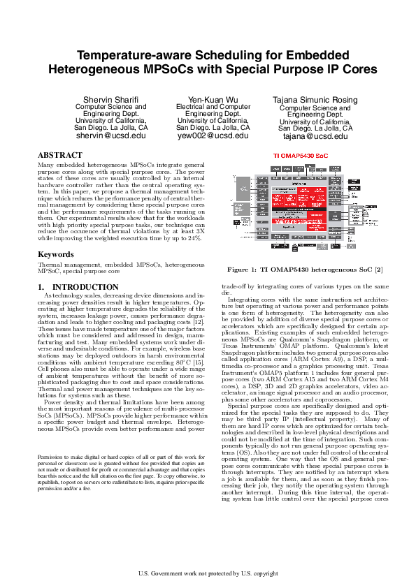 Pdf Temperature Aware Scheduling For Embedded Heterogeneous Mpsocs