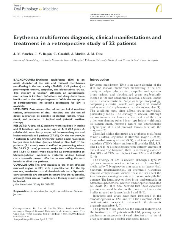 (PDF) Erythema multiforme: diagnosis, clinical manifestations and ...