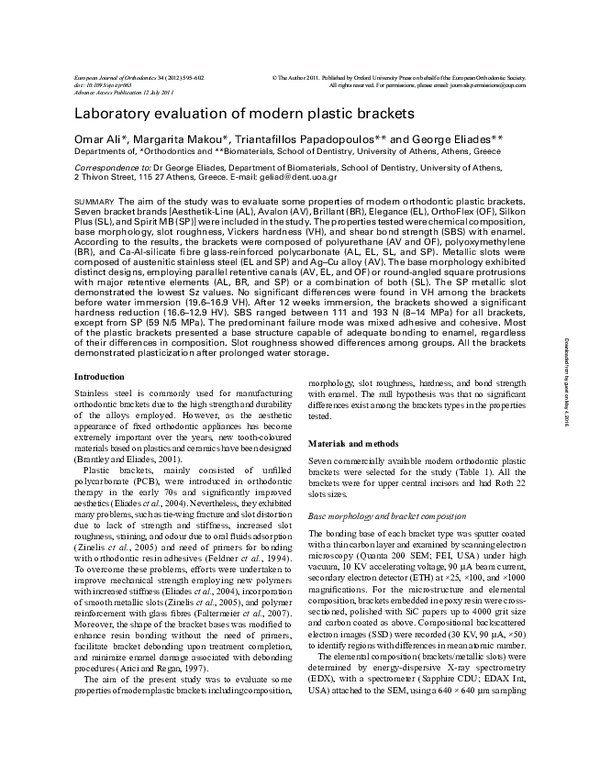 (PDF) Laboratory evaluation of modern plastic brackets
