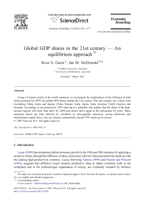 (PDF) Global GDP shares in the 21st century — An equilibrium approach