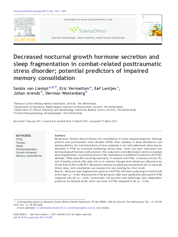 (PDF) Decreased nocturnal growth hormone secretion and sleep ...