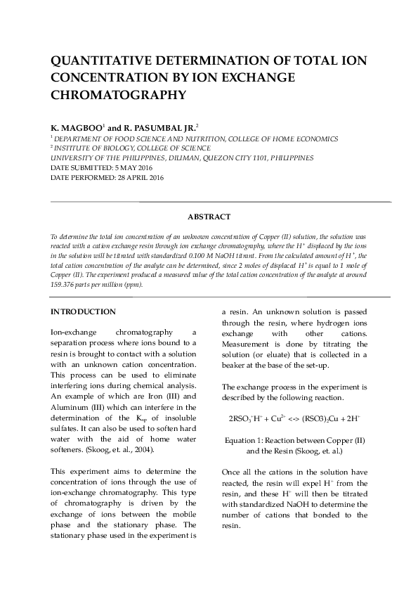 (DOC) QUANTITATIVE DETERMINATION OF TOTAL ION CONCENTRATION BY ION ...