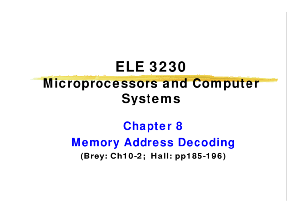 (PDF) Chapter 8 Memory Address Decoding ELE 3230 Microprocessors and ...