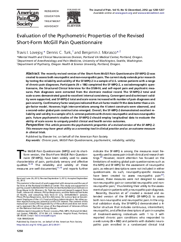 (PDF) Evaluation of the Psychometric Properties of the Revised ...