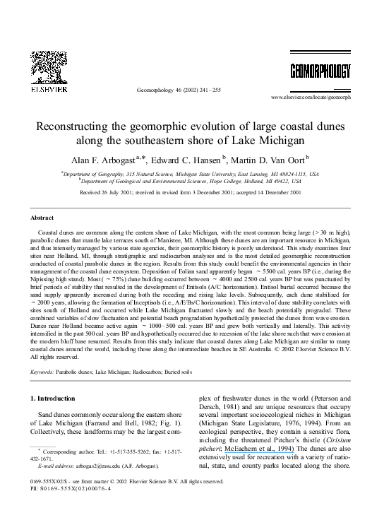 (PDF) Reconstructing the geomorphic evolution of large coastal dunes ...