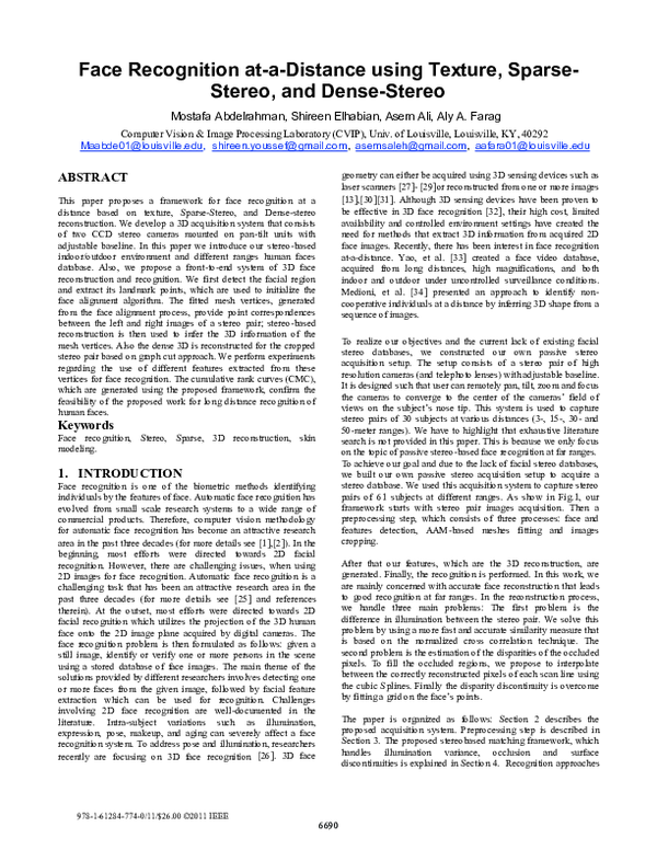 Pdf Face Recognition At A Distance Using Texture Sparse Stereo And