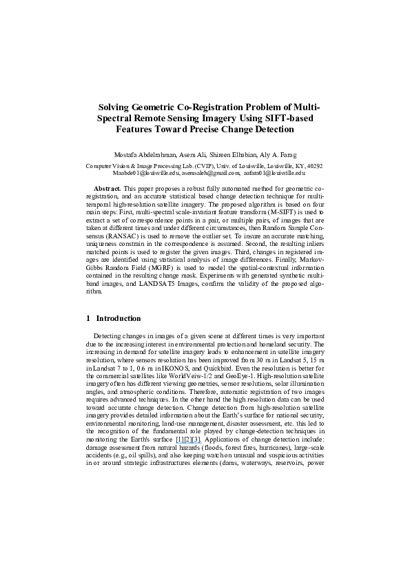 (PDF) Solving Geometric Co-registration Problem of Multi-spectral Remote Sensing Imagery Using ...