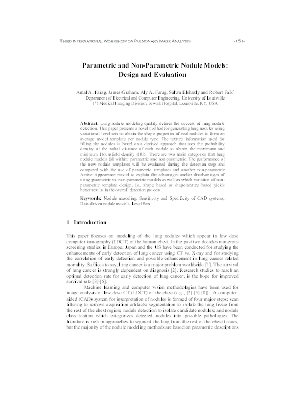 Pdf Parametric And Non Parametric Nodule Models Design And Evaluation