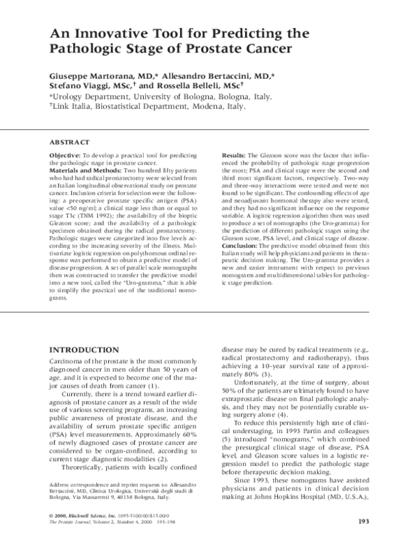 (PDF) An Innovative Tool for Predicting the Pathologic Stage of ...