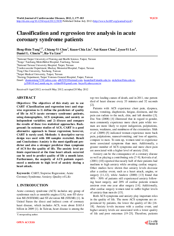 (PDF) Classification and regression tree analysis in public health: Methodological review and ...
