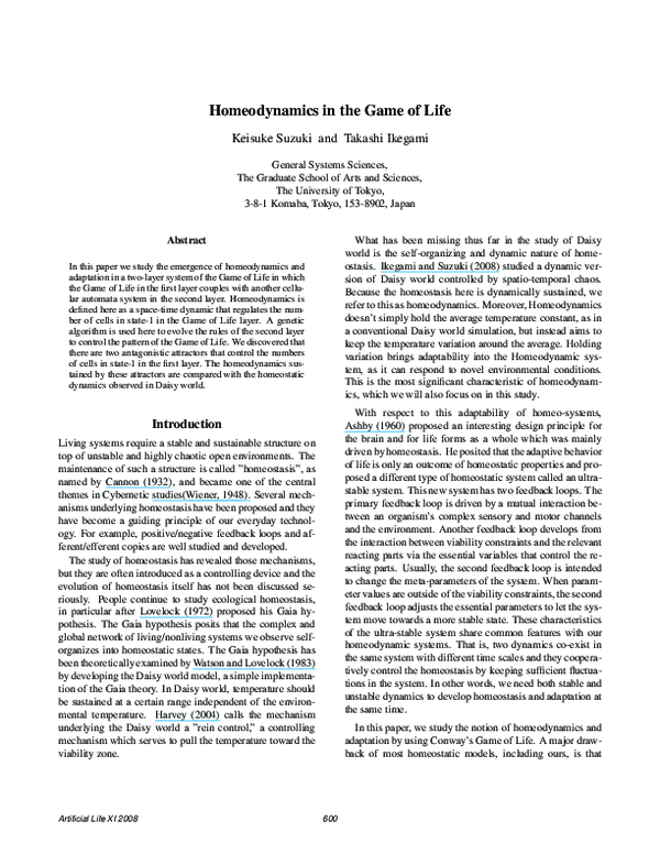 (PDF) Homeodynamics in the Game of Life