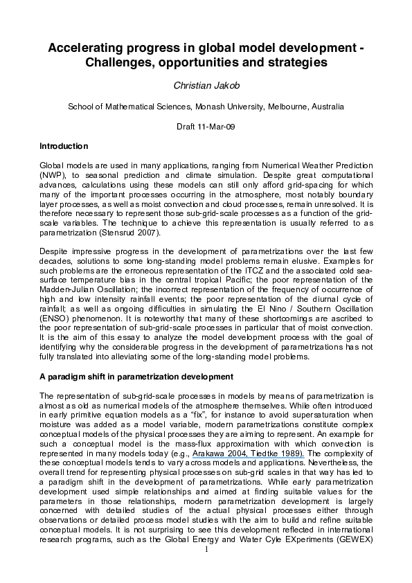 (PDF) Accelerating Progress in Global Atmospheric Model Development ...