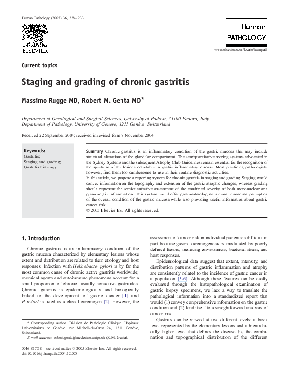 (PDF) Staging and grading of chronic gastritis