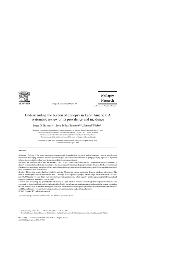 Pdf Understanding The Burden Of Epilepsy In Latin America A