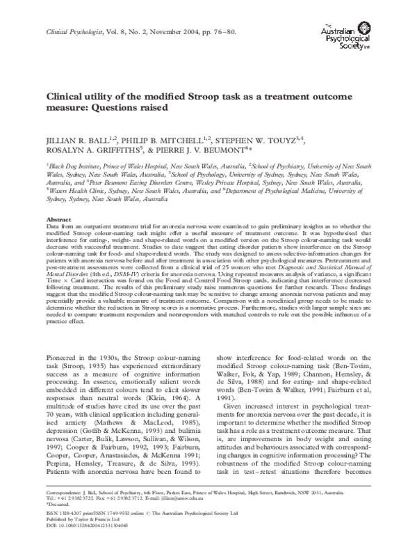 (PDF) Clinical utility of the modified Stroop task as a treatment ...