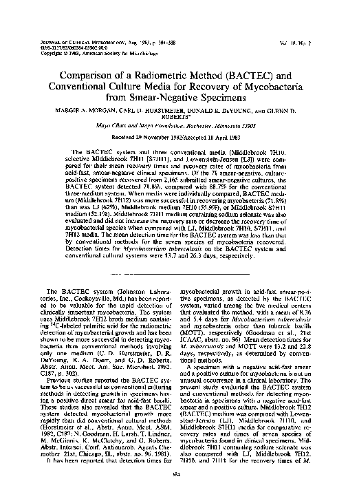 (PDF) Comparison of the MB/BacT and BACTEC 460 TB systems for recovery ...