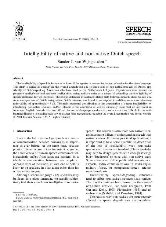(PDF) Intelligibility of native and non-native Dutch speech