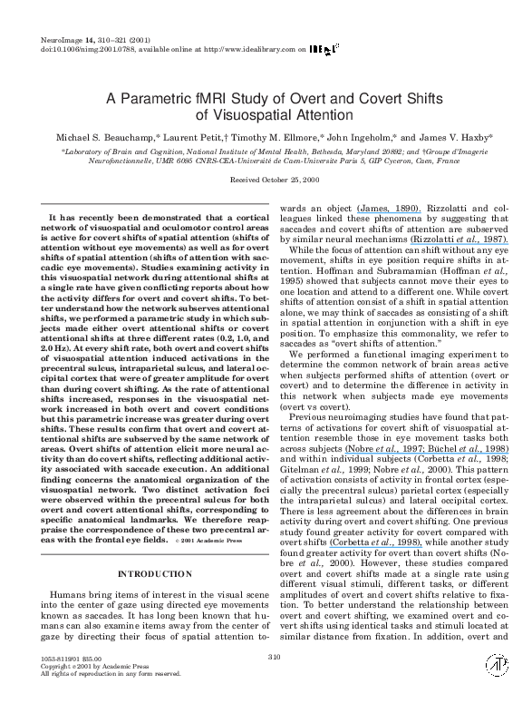 (PDF) A Parametric fMRI Study of Overt and Covert Shifts of Visuospatial Attention