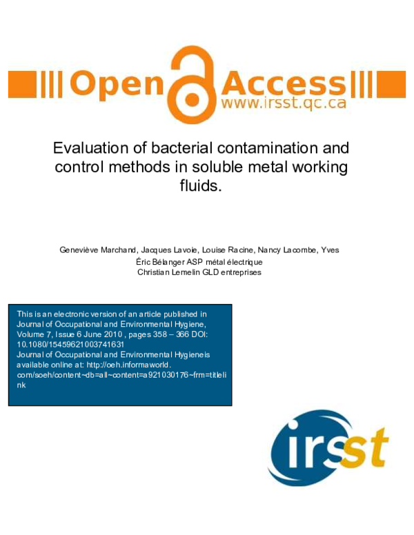 (PDF) Evaluation of Bacterial Contamination and Control Methods in ...