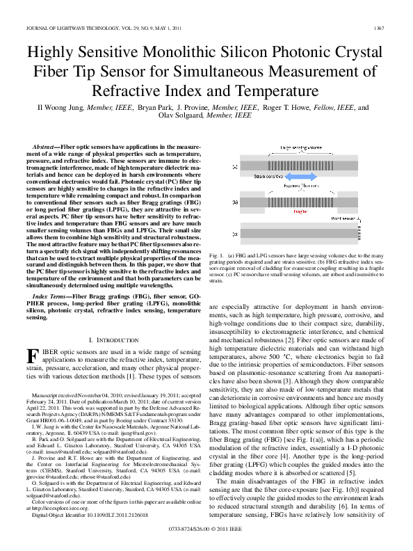 (PDF) Highly Sensitive Monolithic Silicon Photonic Crystal Fiber Tip Sensor for Simultaneous ...