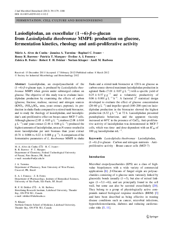 (PDF) PRODUÇÃO DE EXOPOLISSACARÍDEO PELO FUNGO ASCOMICETO ...