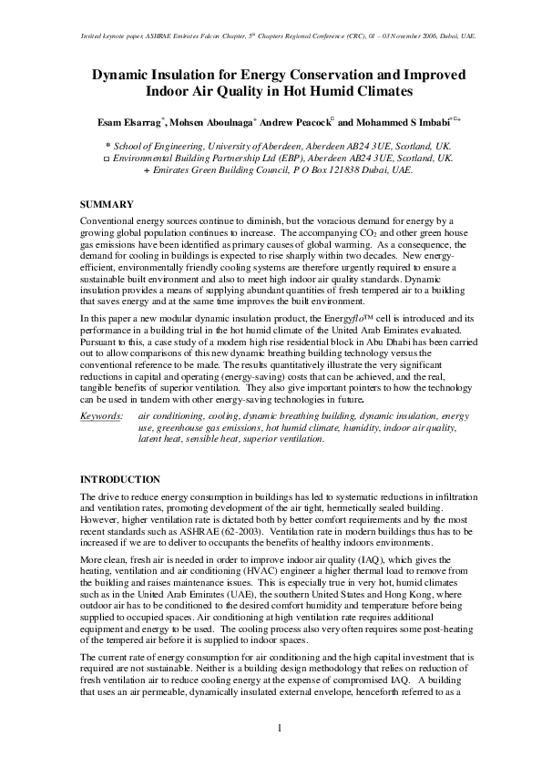 (PDF) Dynamic Insulation for Energy Conservation and Improved Indoor ...