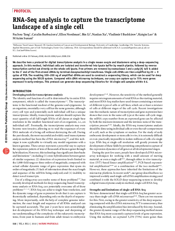 (PDF) RNA-Seq analysis to capture the transcriptome landscape of a ...
