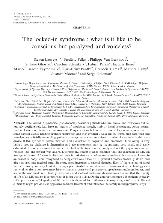 (PDF) The locked-in syndrome : what is it like to be conscious but ...