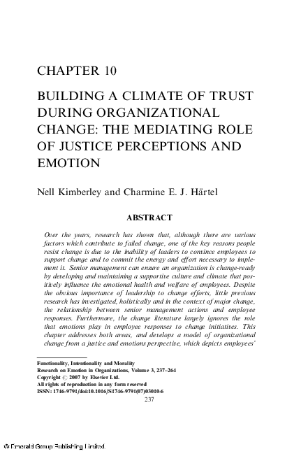 (PDF) Building a climate of trust during organizational change: the ...