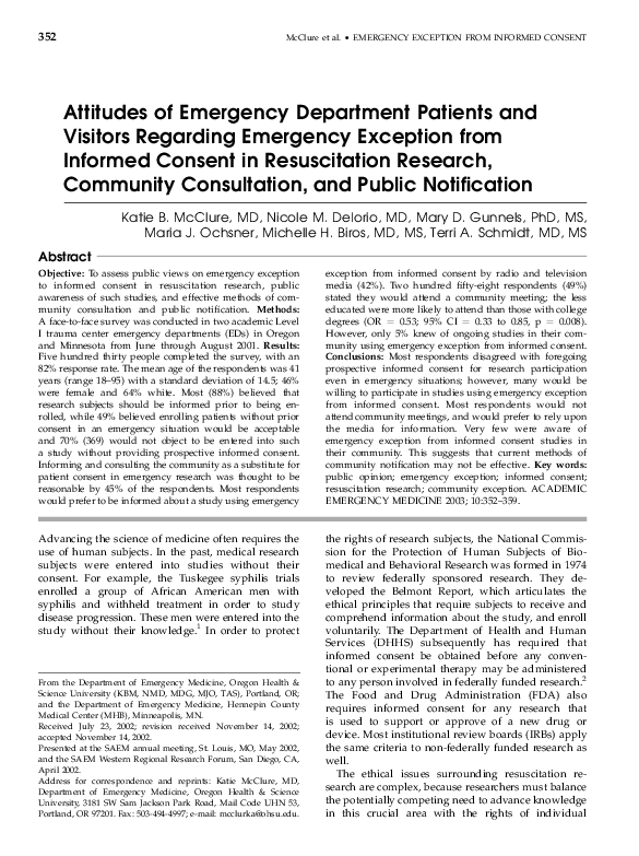 (PDF) Attitudes of Emergency Department Patients and Visitors Regarding ...