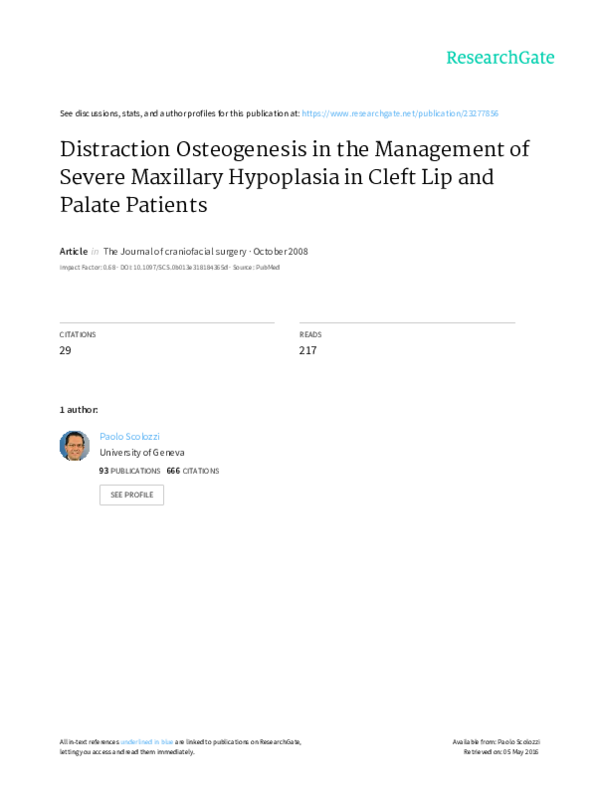 (PDF) Distraction Osteogenesis in the Management of Severe Maxillary Hypoplasia in Cleft Lip and ...