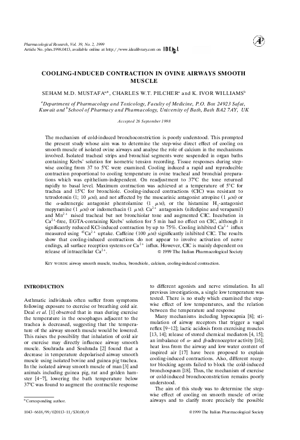 (PDF) Cooling-Induced Contraction in Ovine Airways Smooth Muscle