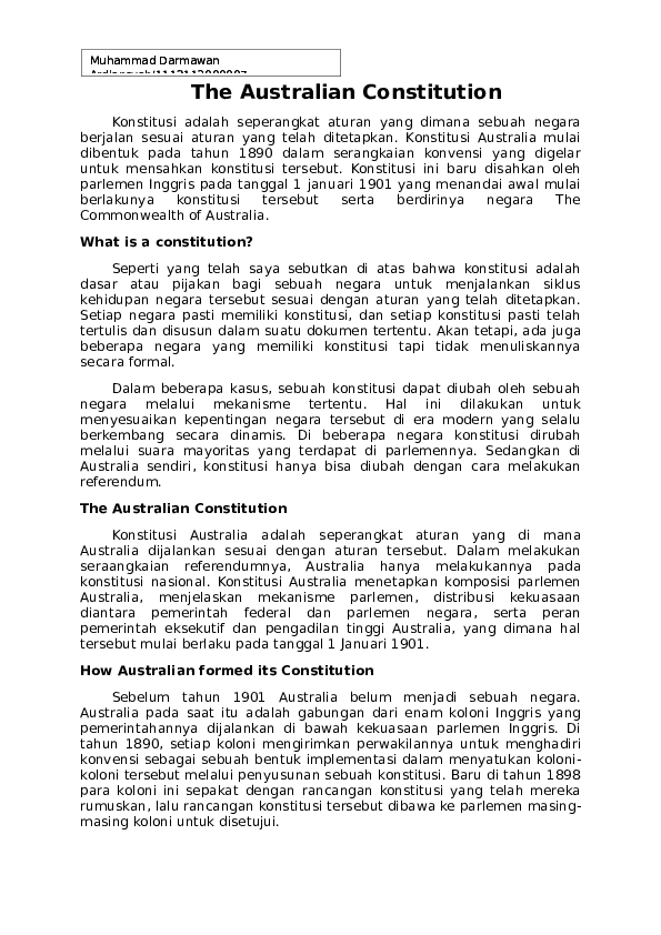(DOC) The Australian Constitution