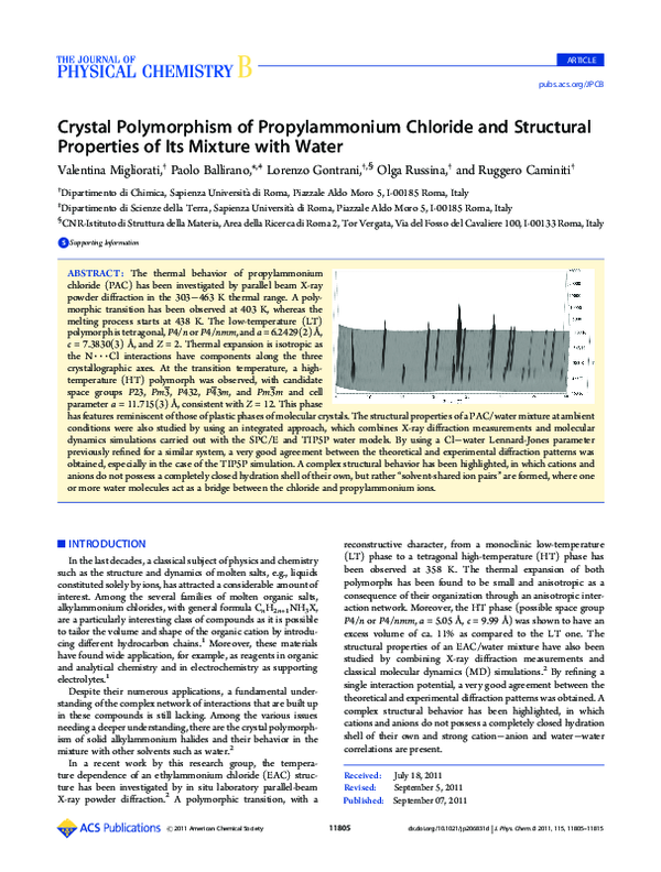 (PDF) Crystal Polymorphism of Propylammonium Chloride and Structural ...